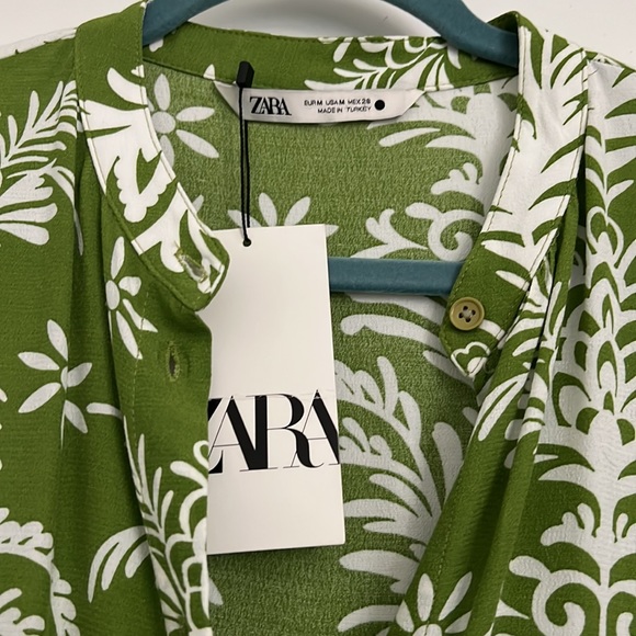 Zara | Dresses | Zara New With Tag Fabulous Floral Green Dress | Poshmark